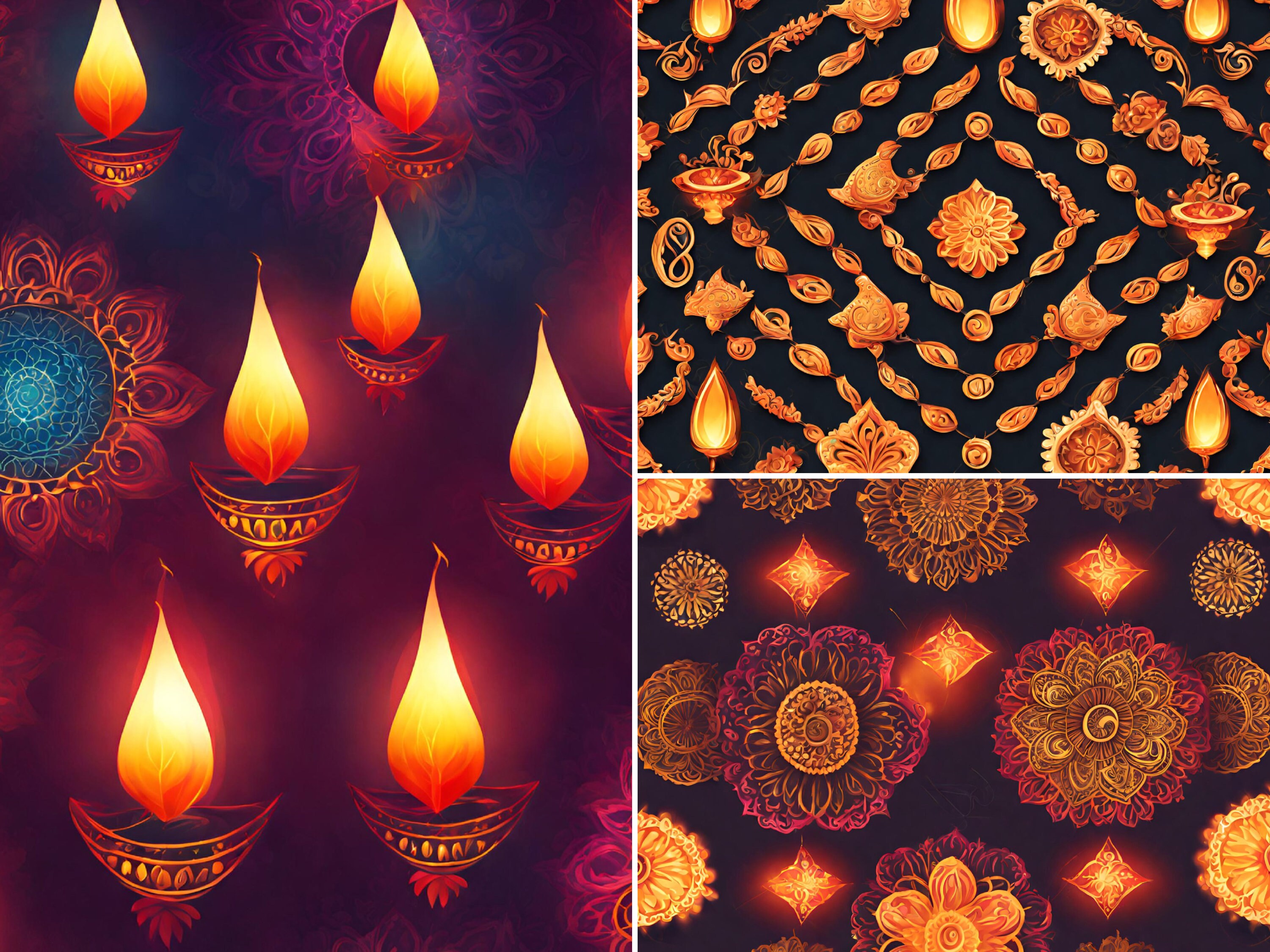 20 Diwali Digital Clipart - Commercial Use - Scrapbook Paper - Seamless ...