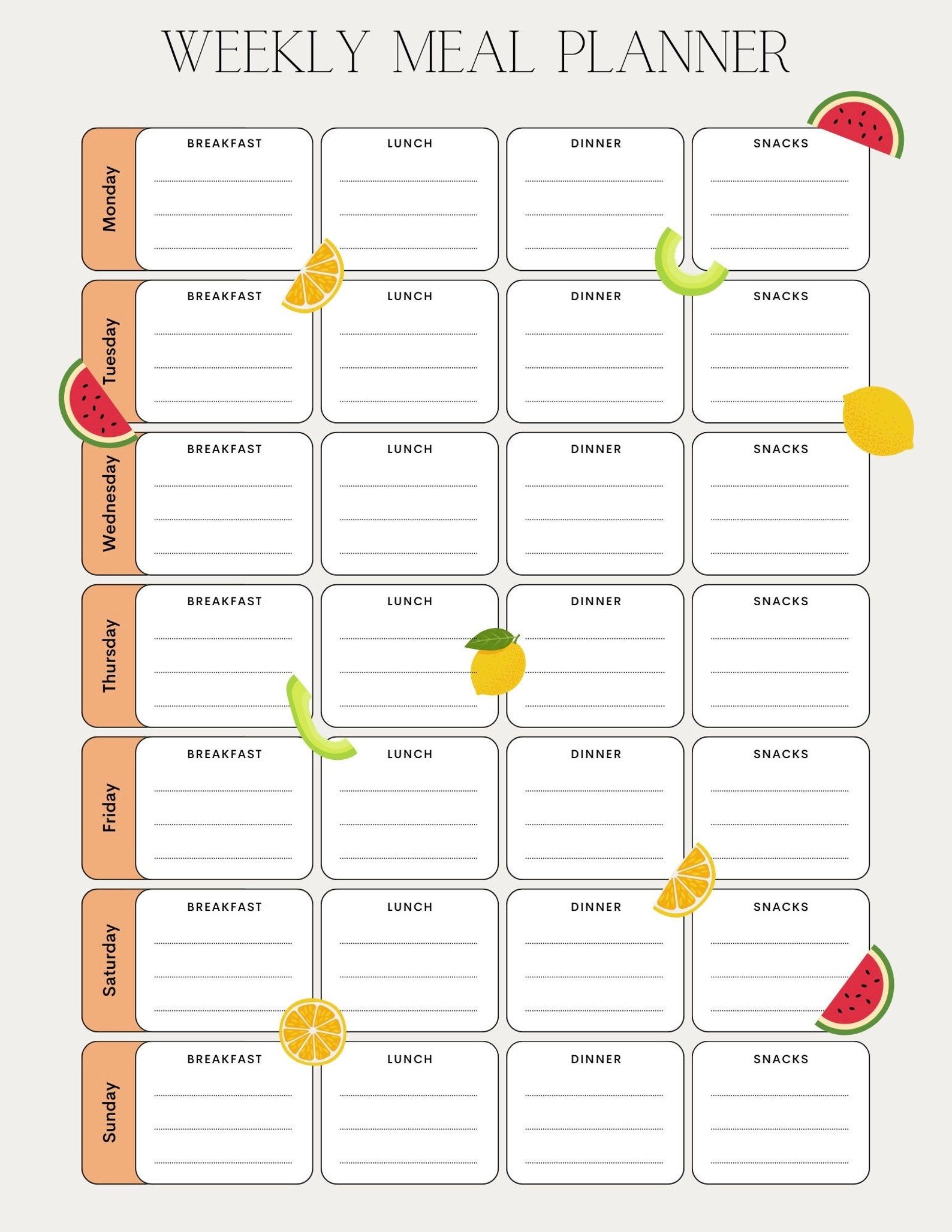 Weekly Meal Plan Planner - Etsy