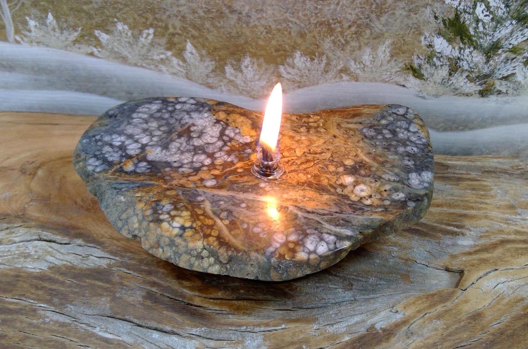 Poppy Flower Jasper Oil Lamp, Handmade, One Flame, Hand Collected - Etsy