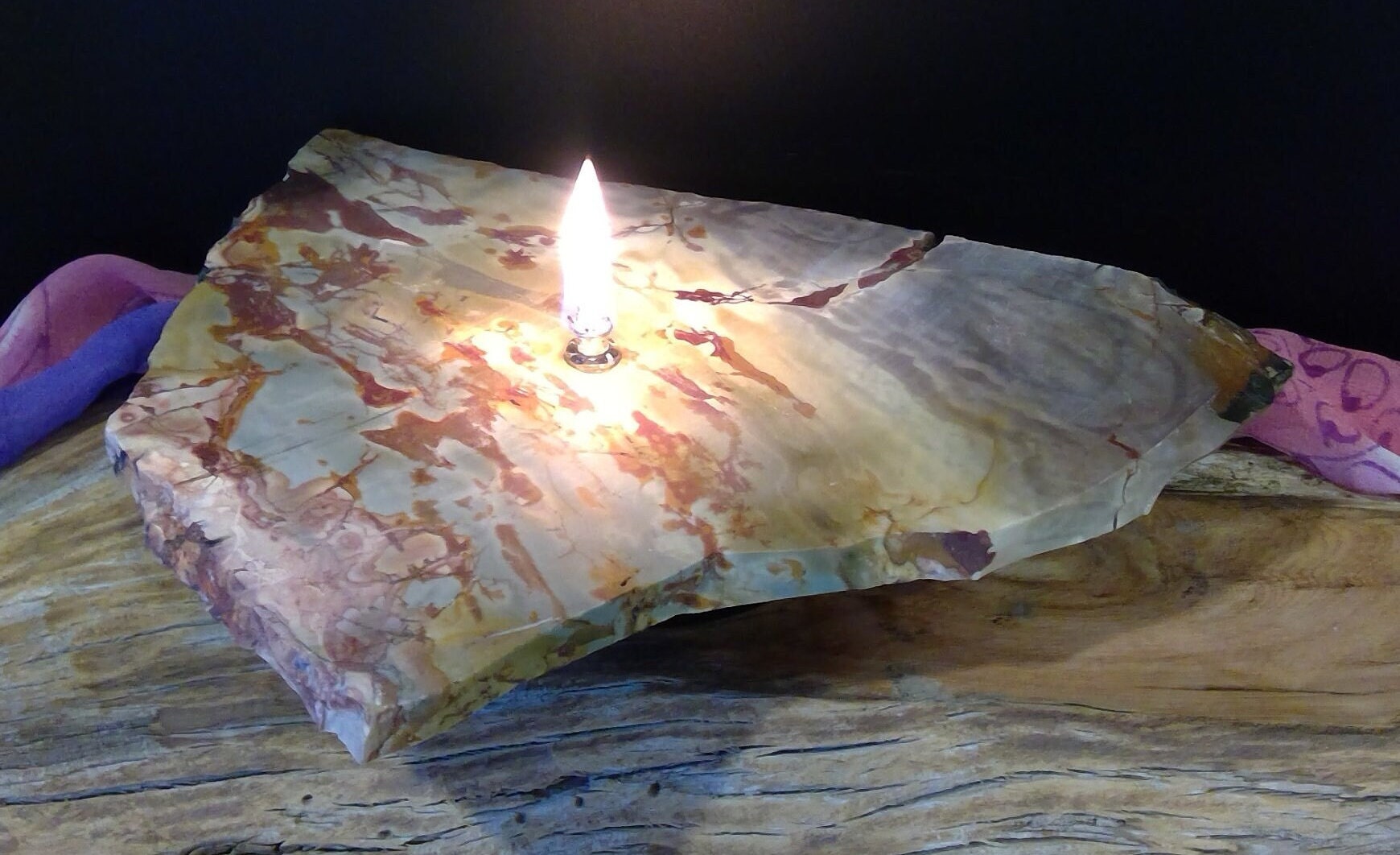 Porcelain Jasper Oil Lamp Rock Candle, Porcelain Jasper, Rock Oil Lamp ...