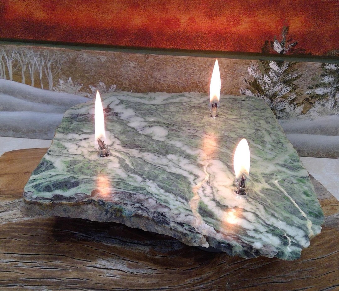 Jade Oil Lamp Candle, Nature Inspired Stone, Collected Eel River ...