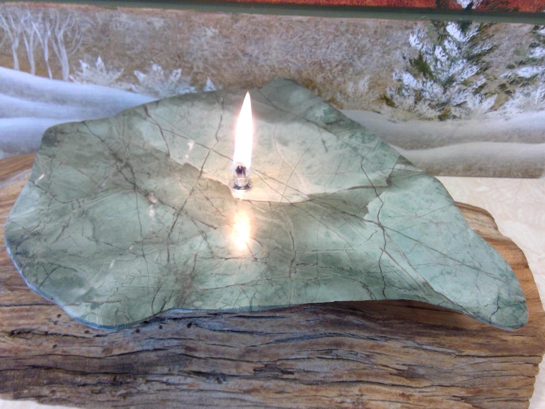 Blue Stone Oil Lamp, Nature Inspired, Chert, Handmade - Etsy