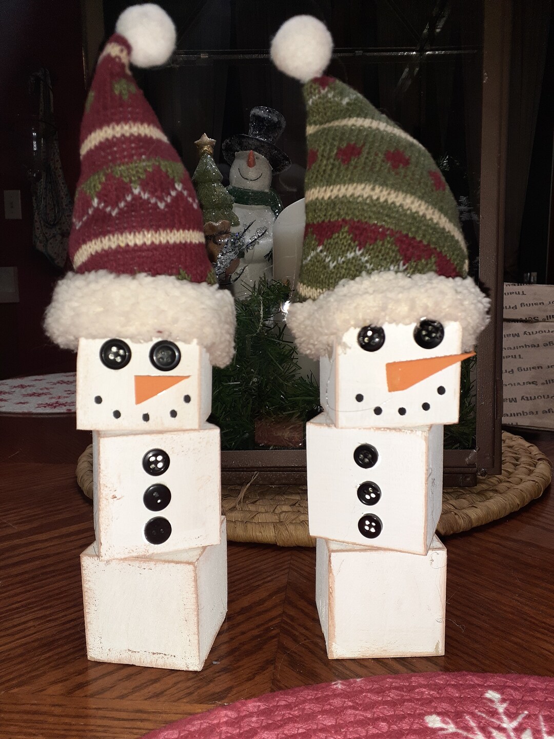Wooden Snowman Blocks - Etsy