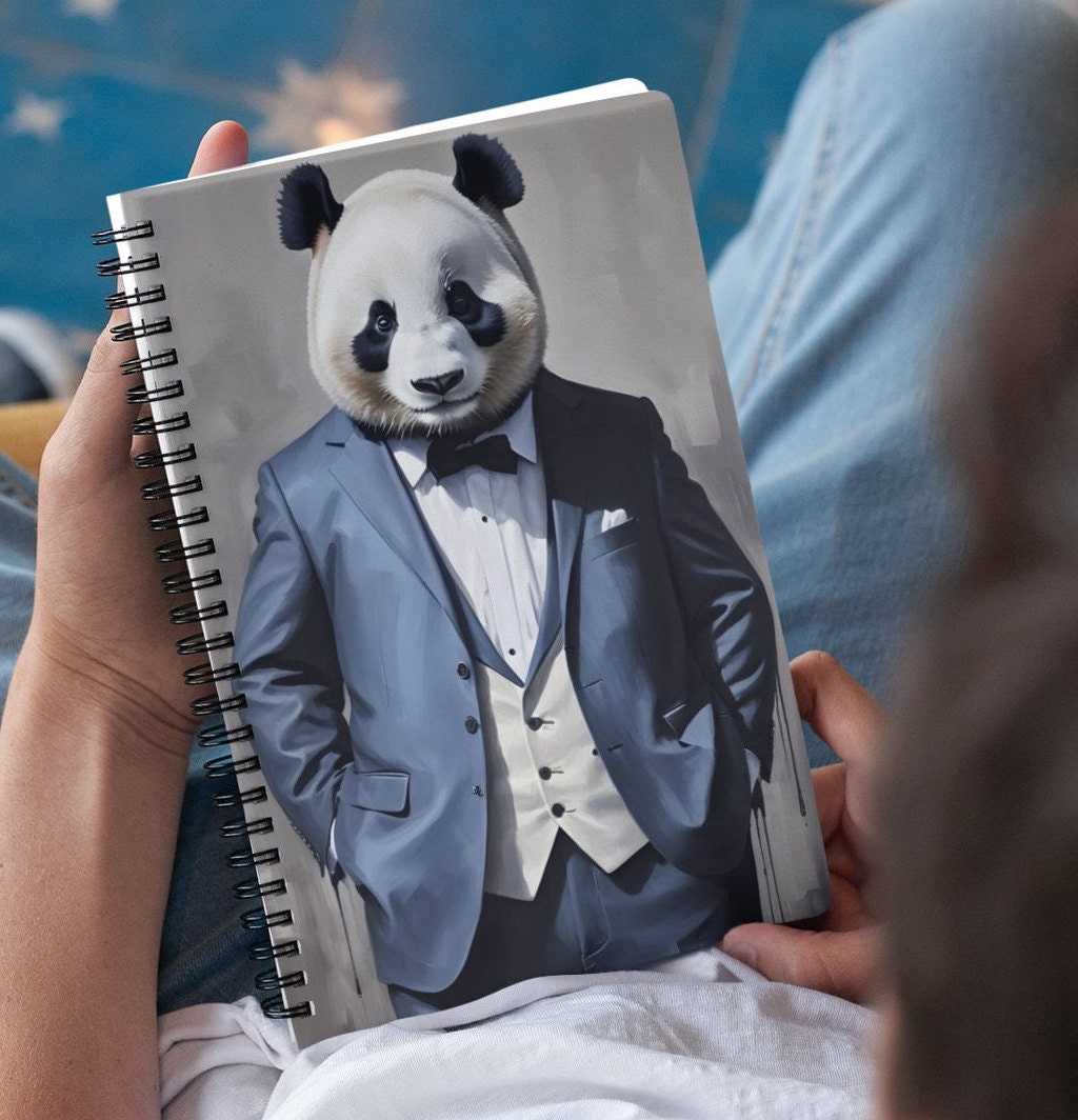 Panda Boss in a Suit Spiral Notebook Perfect Office Essentials for ...