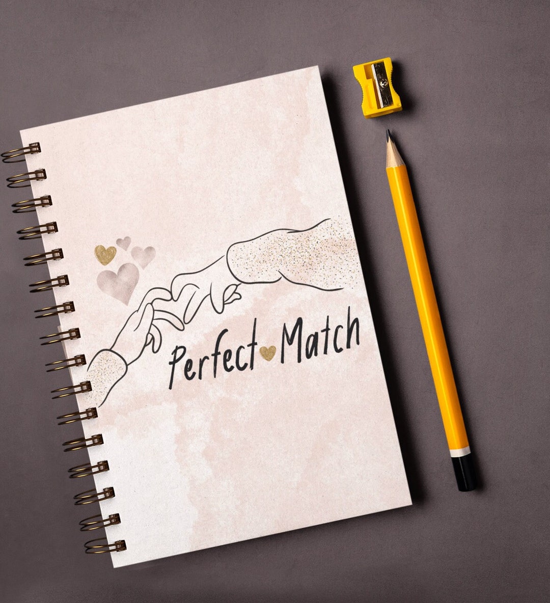 Perfect Match Design Watercolor Spiral Notebook Perfect Valentine's ...
