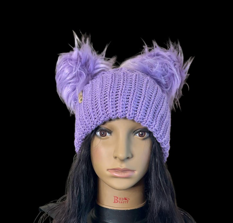 Alesha Double Brim Beanie With Two Pom-poms - Etsy