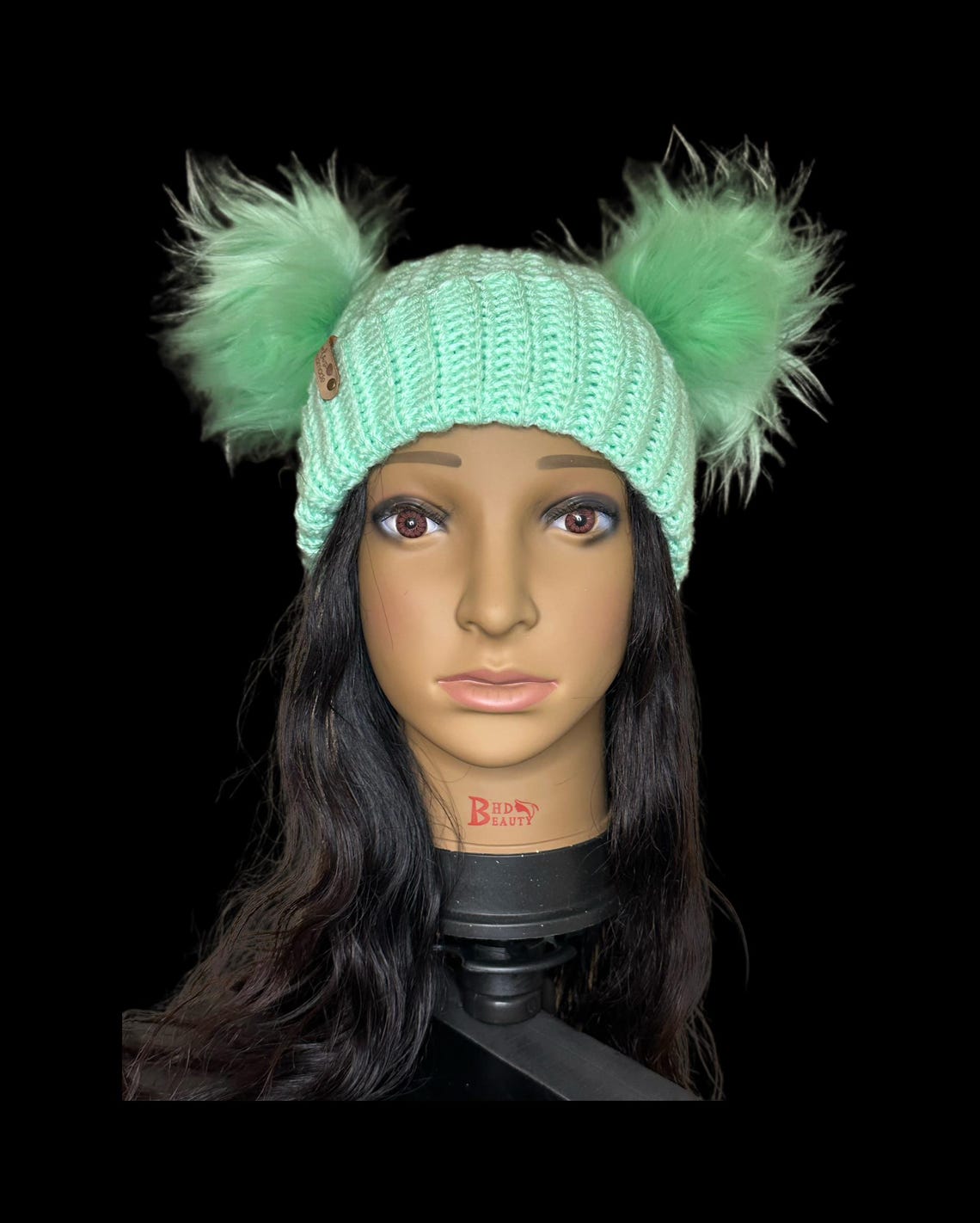 Alesha Double Brim Beanie With Two Pom-poms - Etsy