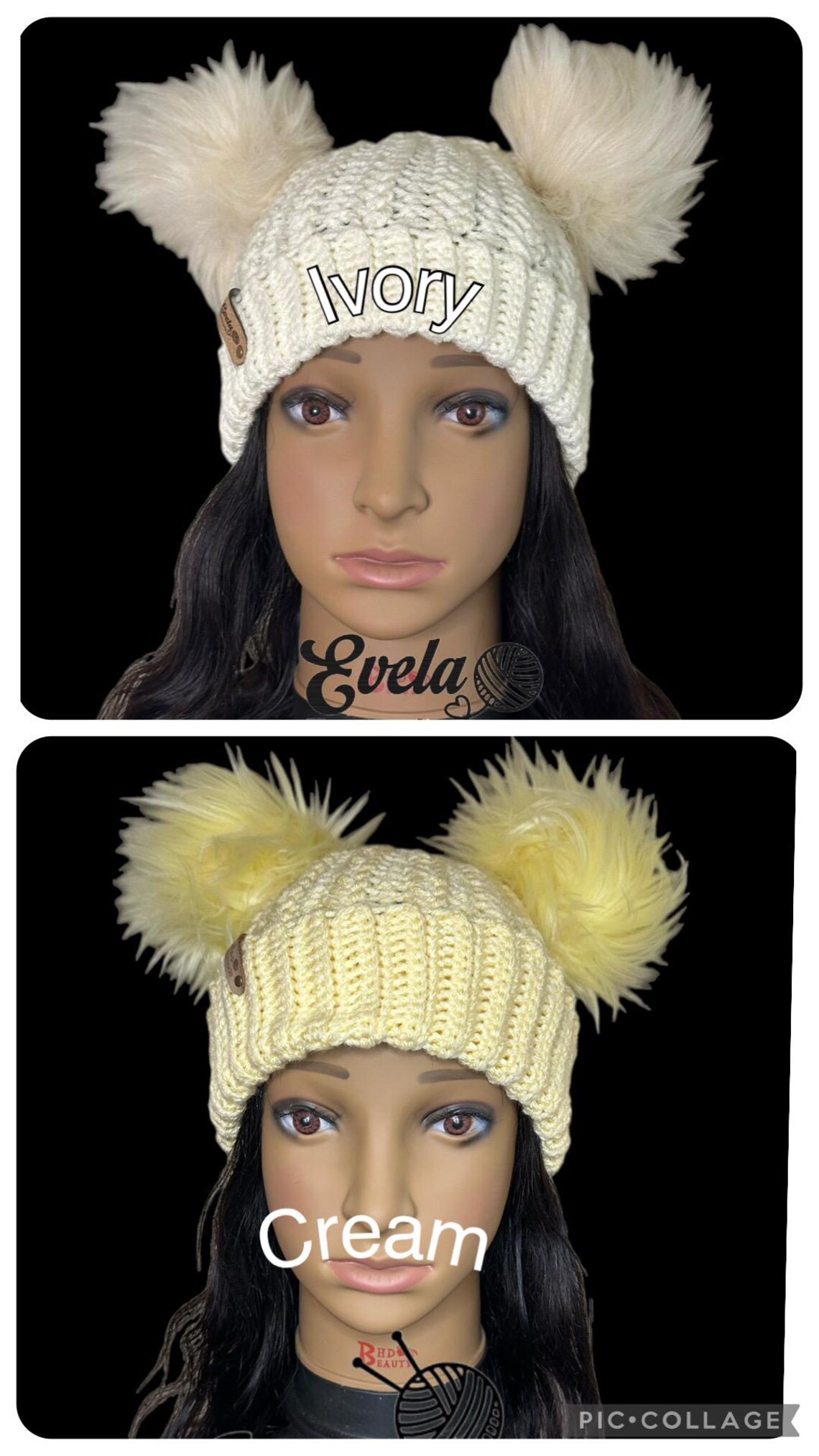 Alesha Double Brim Beanie With Two Pom-poms - Etsy