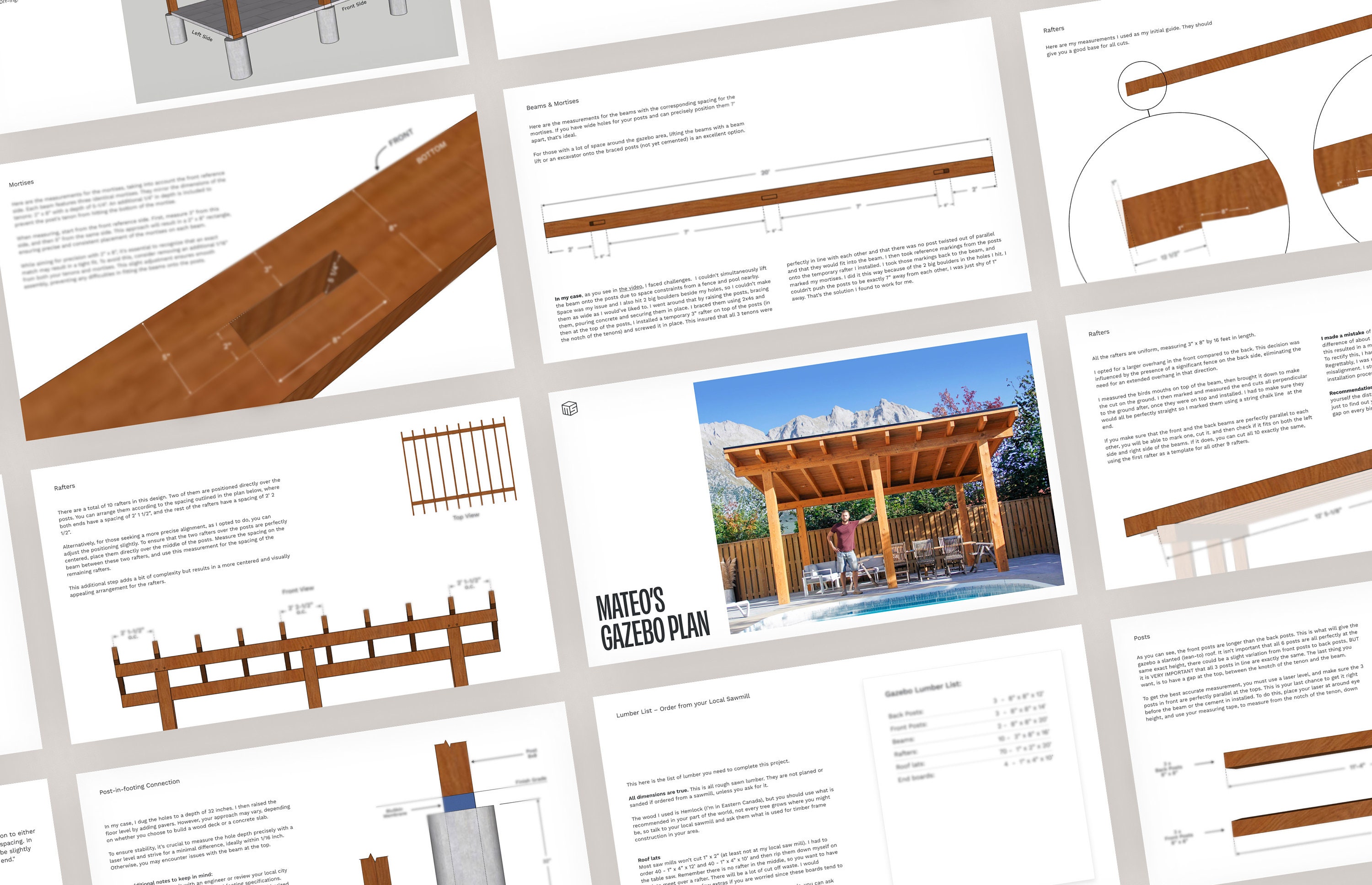 13x16 Gazebo Timber Frame Plan, PDF Plan + 3D Sketchup File Included ...