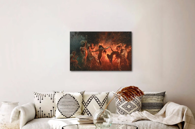 Nymphs Dancing by Fire: Painting Ultra-high Res Scan Canvas Print - Etsy