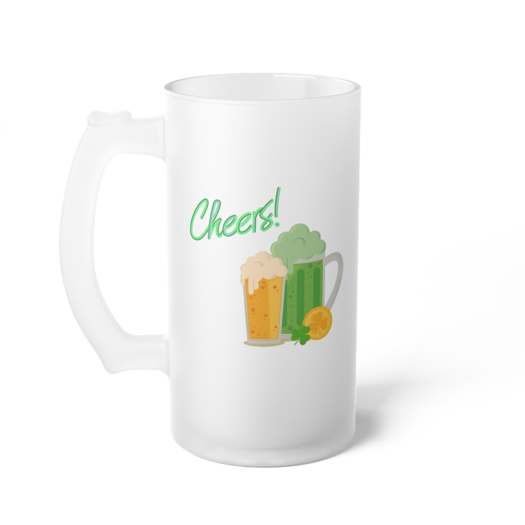 Shamrock Cheers Frosted Glass Beer Mug - Etsy