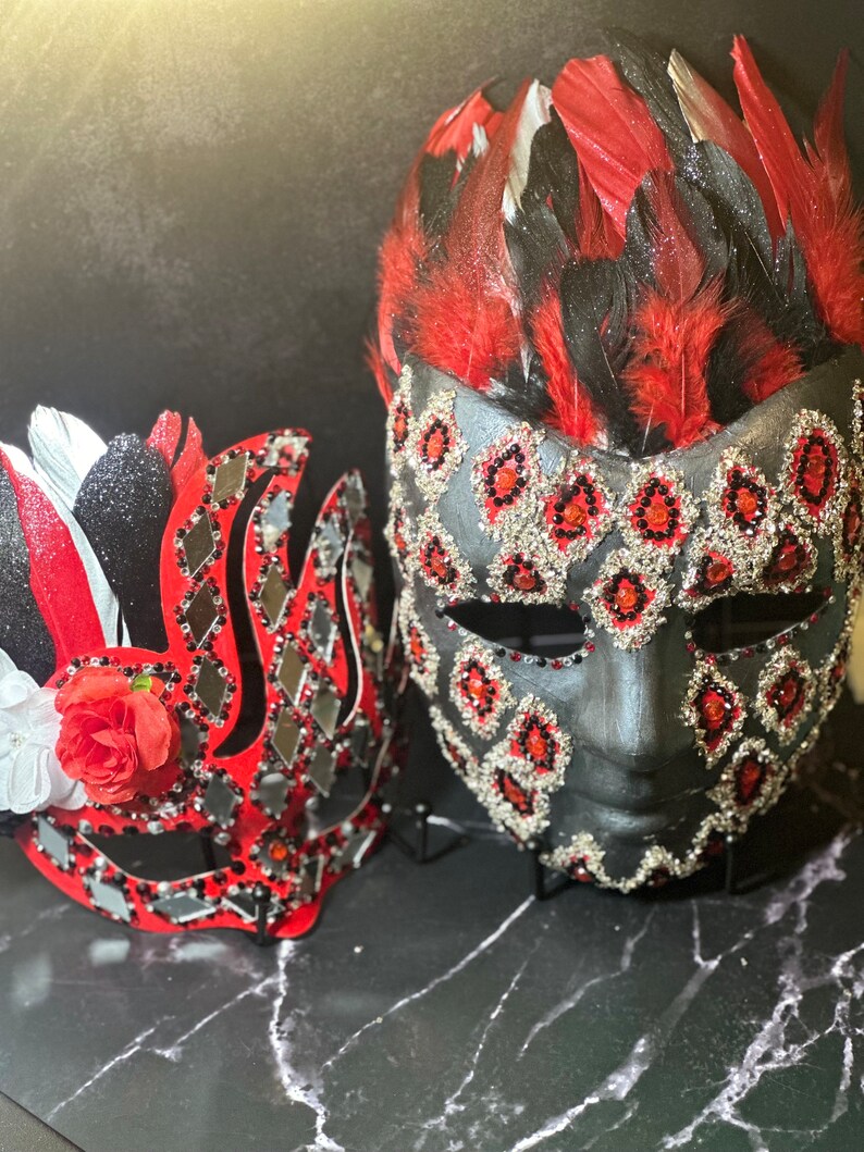Male and Female Masquerade Masks: King and Queen of Diamonds - Etsy