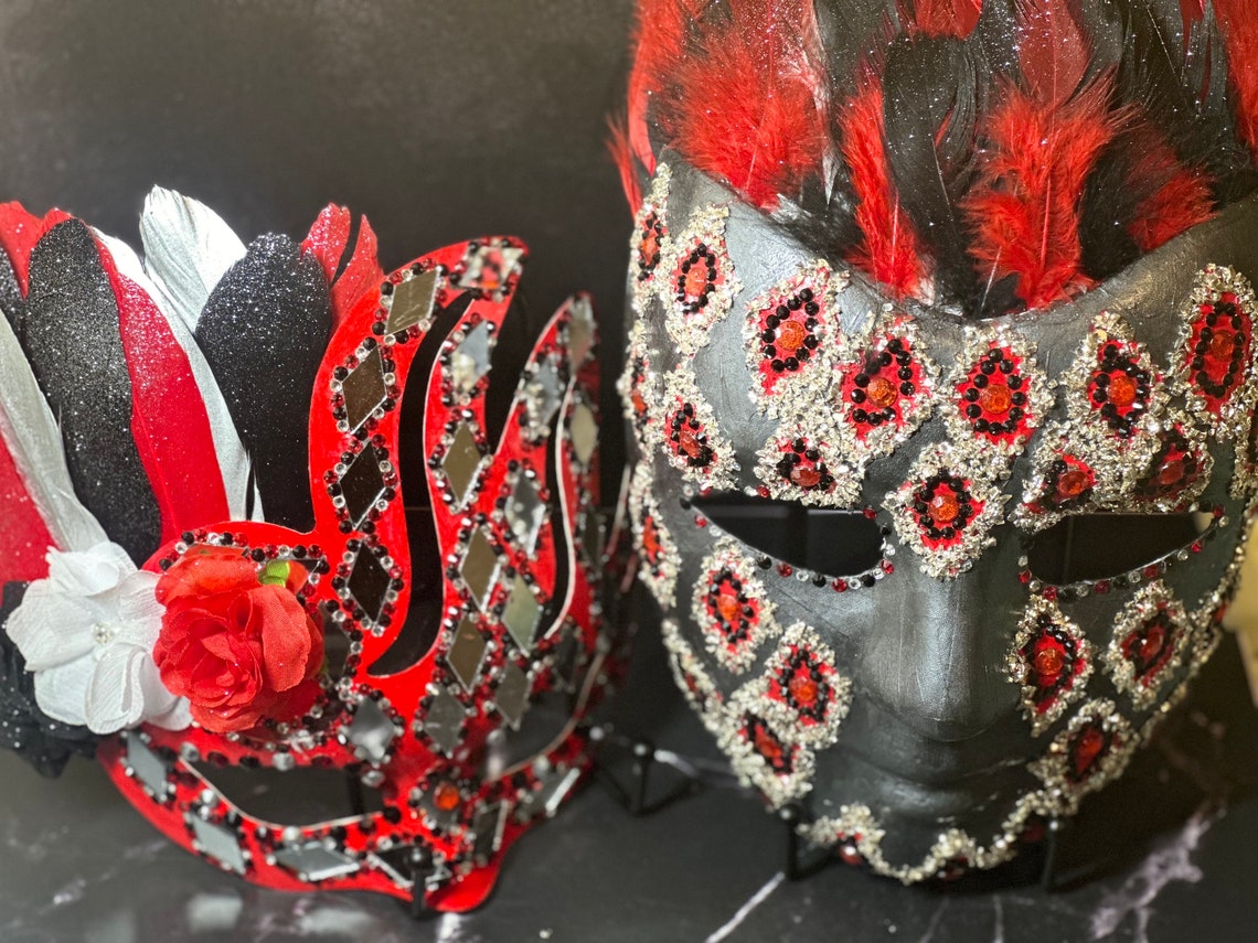 Male and Female Masquerade Masks: King and Queen of Diamonds - Etsy