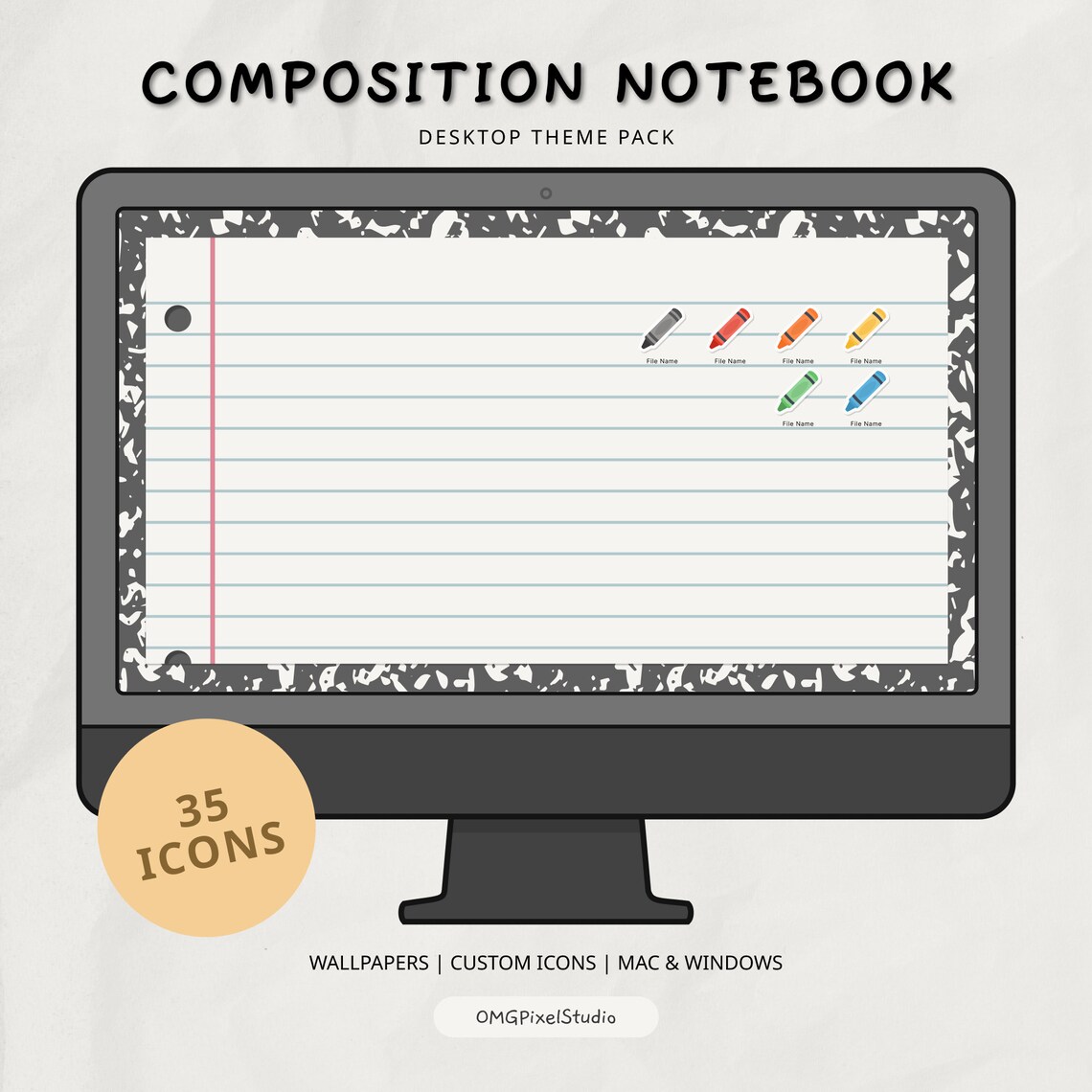 Notebook Composition Aesthetic Desktop Theme Wallpaper Organizer Set - Etsy