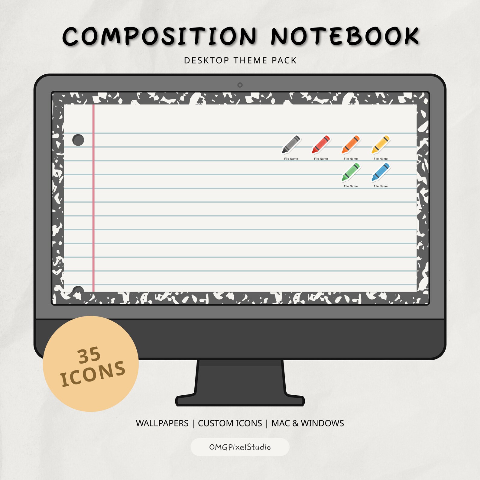 Notebook Composition Aesthetic Desktop Theme Wallpaper Organizer Set - Etsy