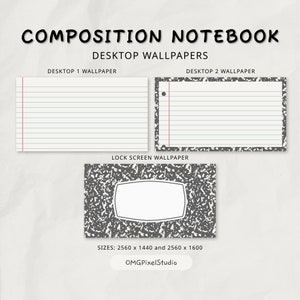 Notebook Composition Aesthetic Desktop Theme Wallpaper Organizer Set - Etsy