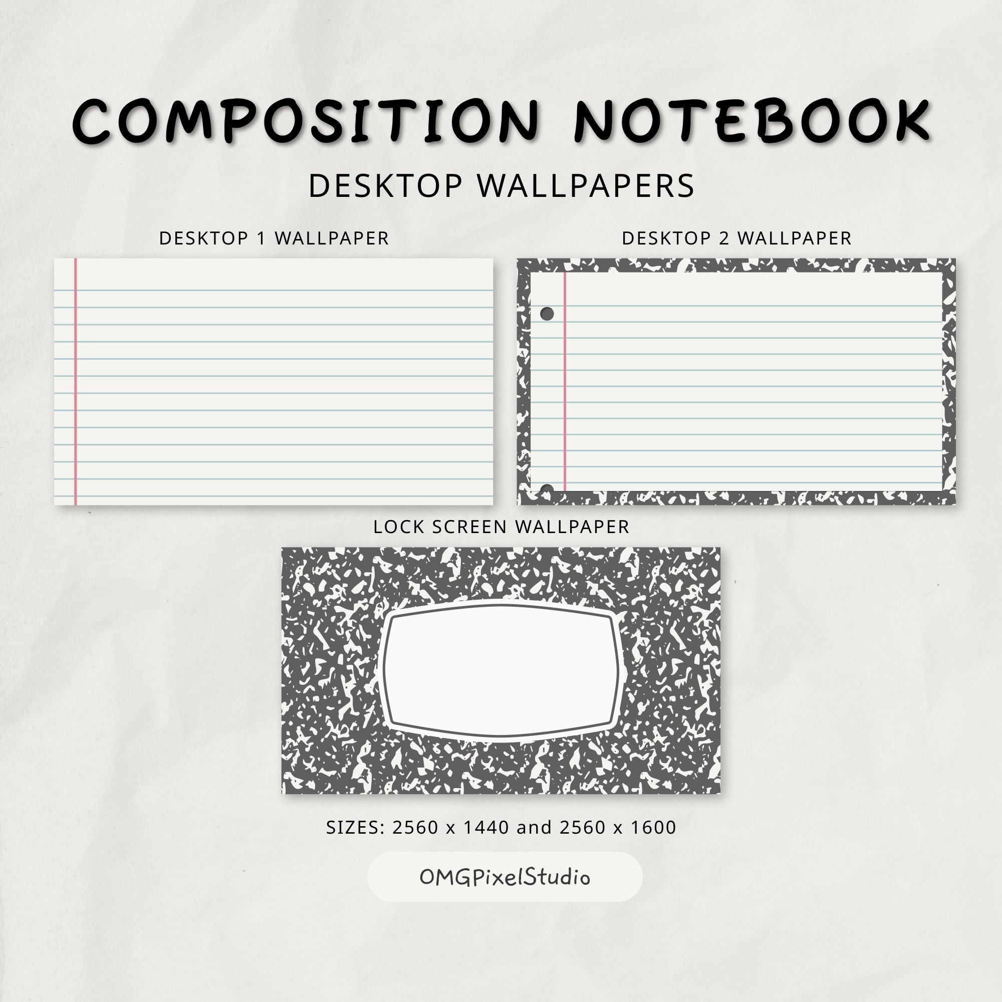 Notebook Composition Aesthetic Desktop Theme Wallpaper Organizer Set - Etsy