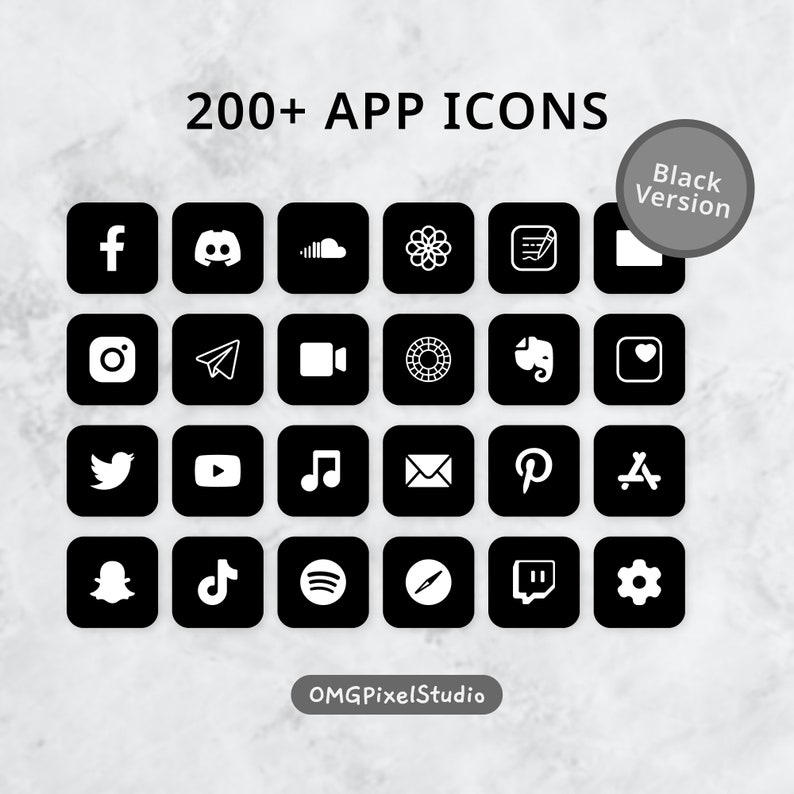 Ios Icon Set: Minimalist Black & White + iPhone Wallpapers - Etsy