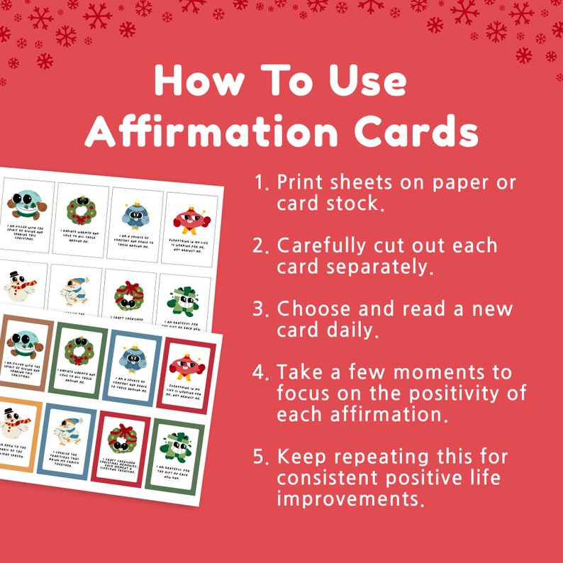 36 Printable Christmas Affirmation Cards, Holiday Affirmations ...