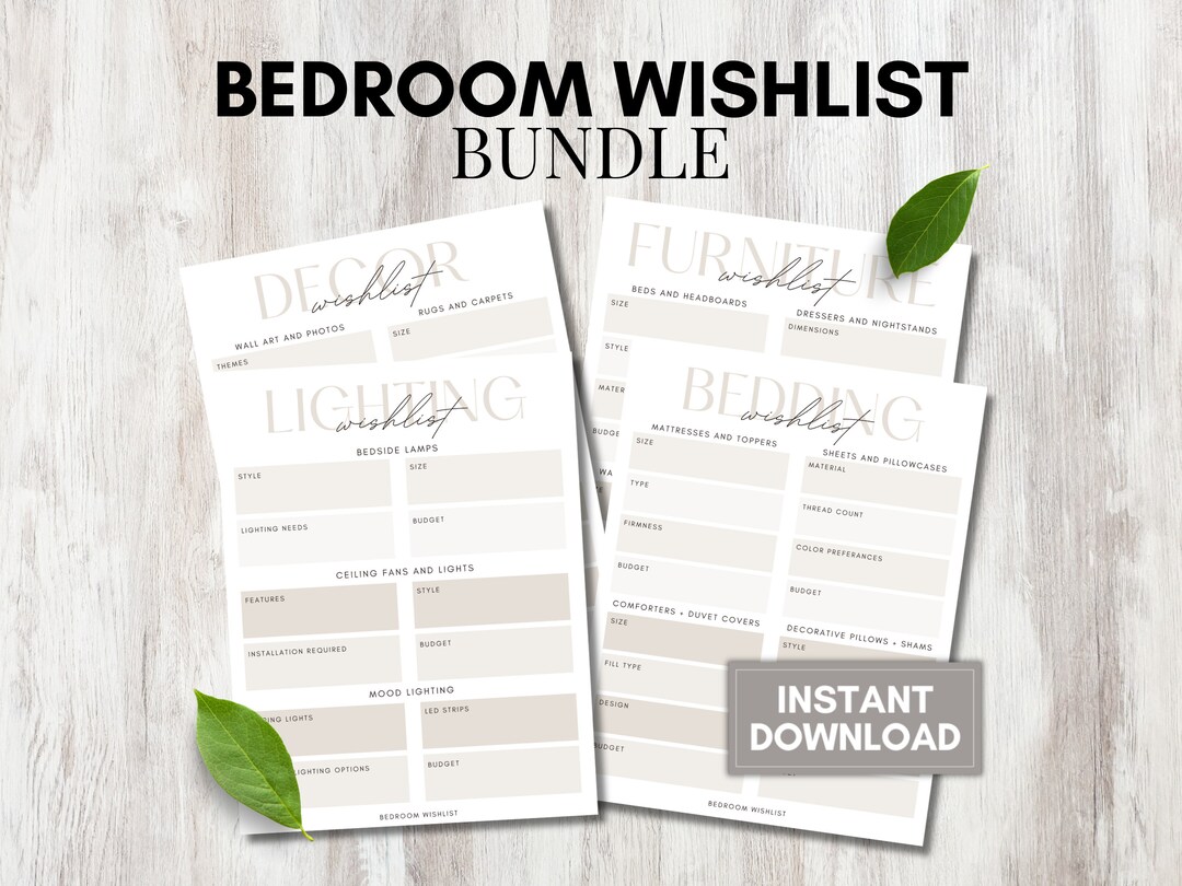 PRINTABLE BEDROOM WISHLIST, Shopping List, New Home Decor Essentials ...