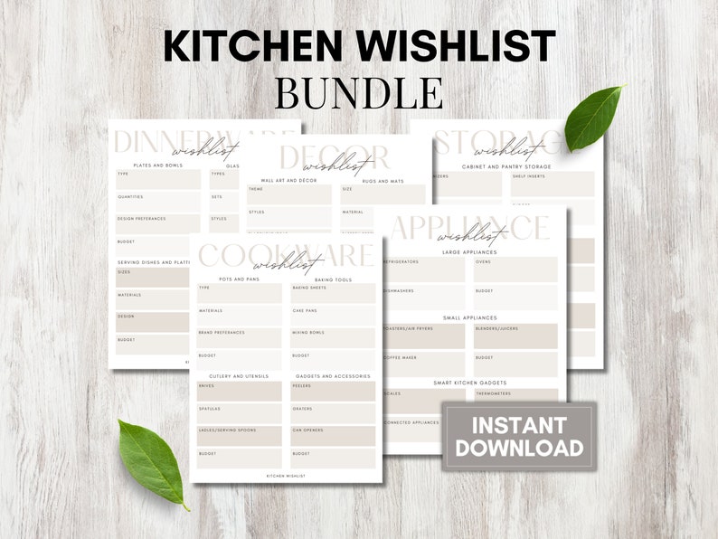 PRINTABLE KITCHEN WISHLIST, Shopping List, Home Decor, Housewarming ...