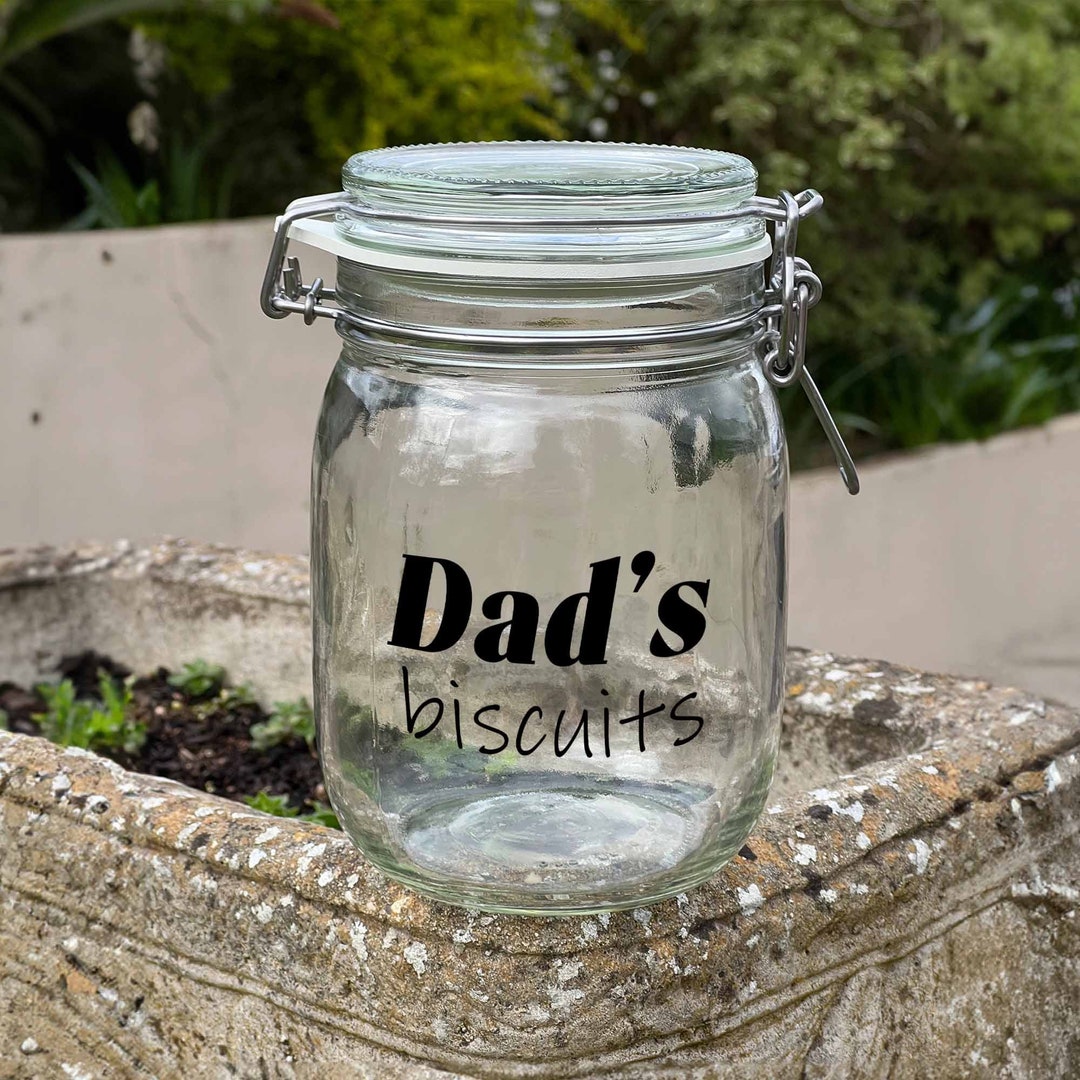 Personalised Dad's Biscuit Jar | Custom Jar 1.5L | Snacks Treats Jar ...