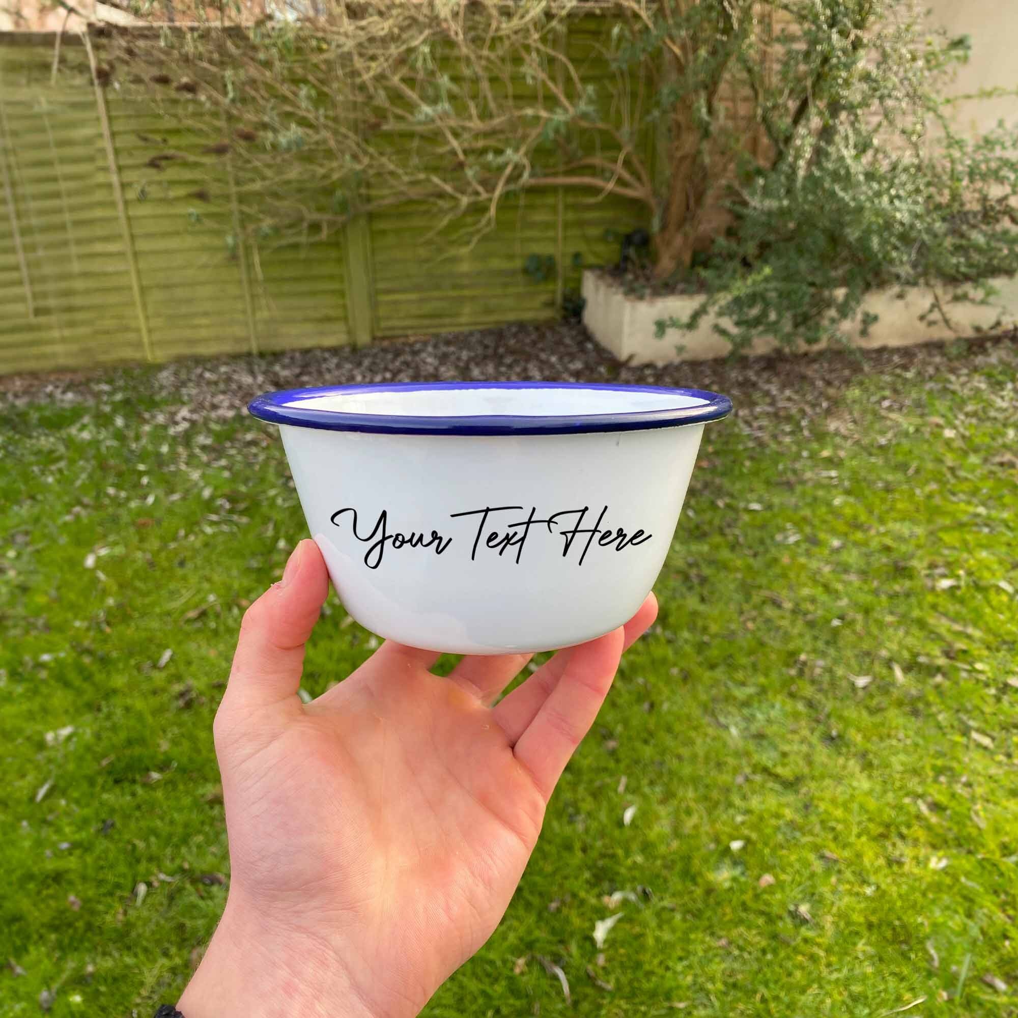 Custom Personalised Enamel Bowl Custom Text Enamel Cereal Bowl 16cm ...