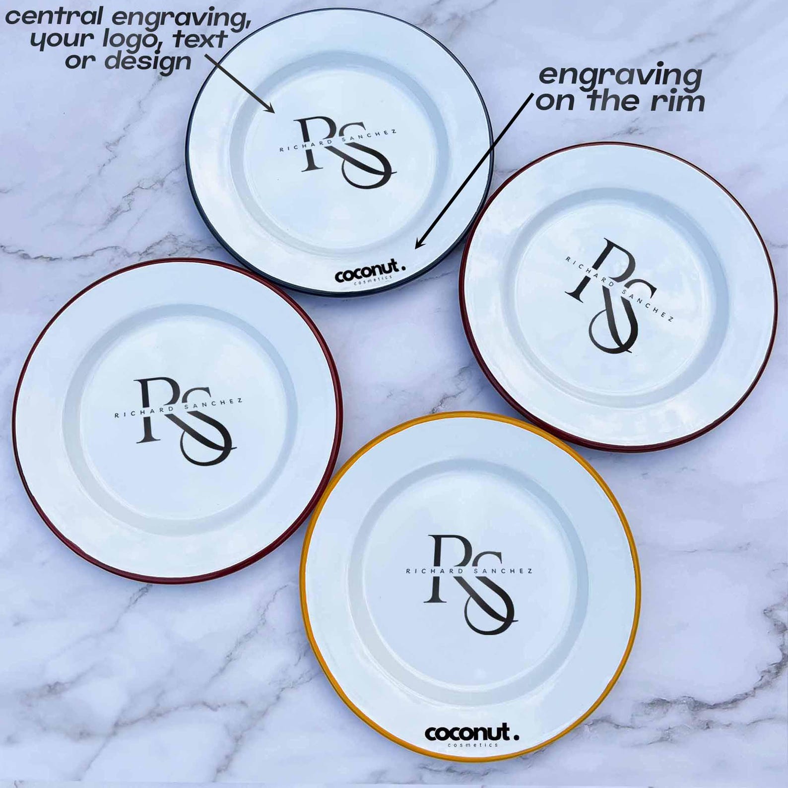 Custom Logo Enamel Plates - 5 Rim Colours of Choice | Wholesale ...