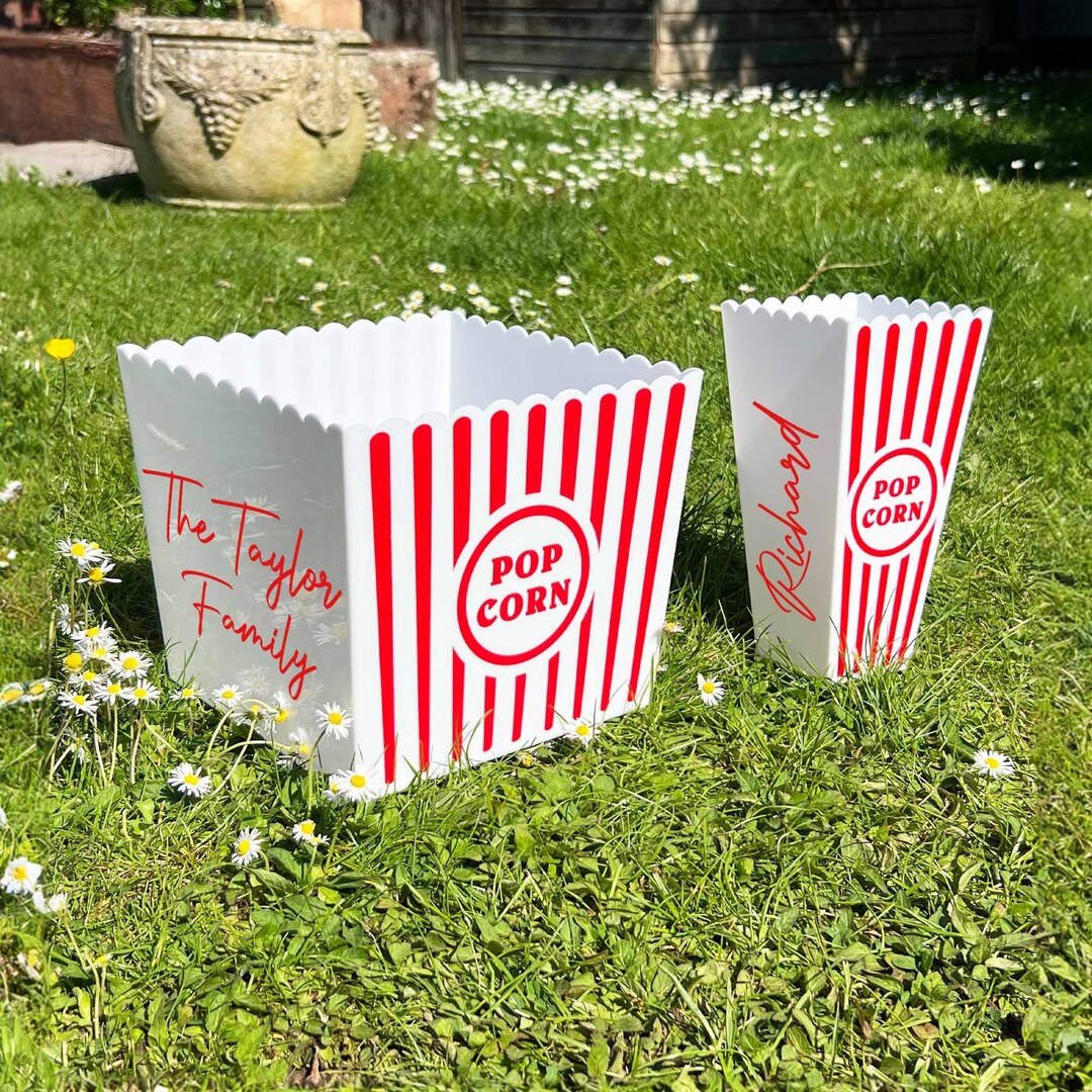 Personalised Popcorn Boxes | Family Popcorn Bucket Set, Couples Popcorn ...