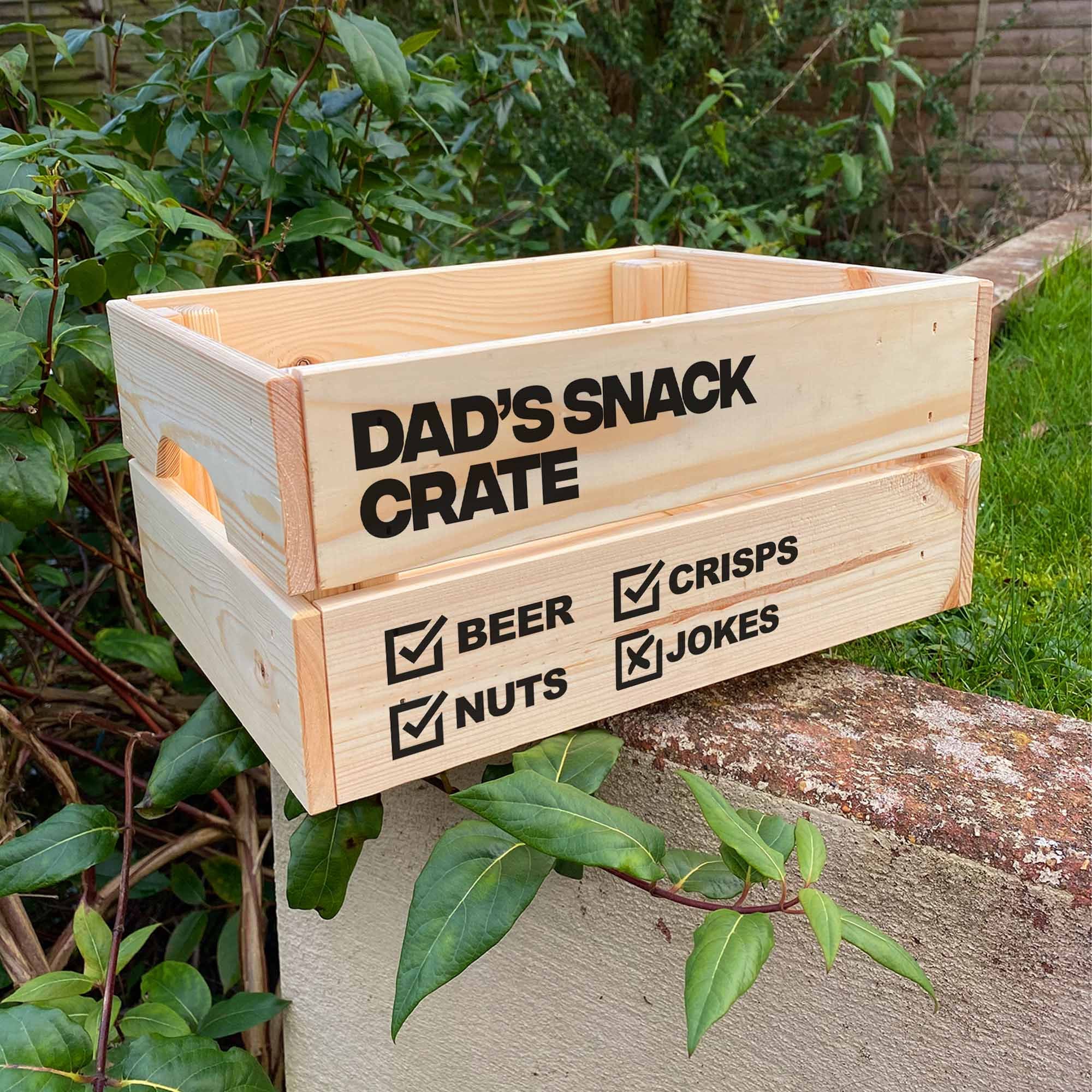 Personalised Snack Crate | Gift Box for Dad, Care Package | Beer Box ...