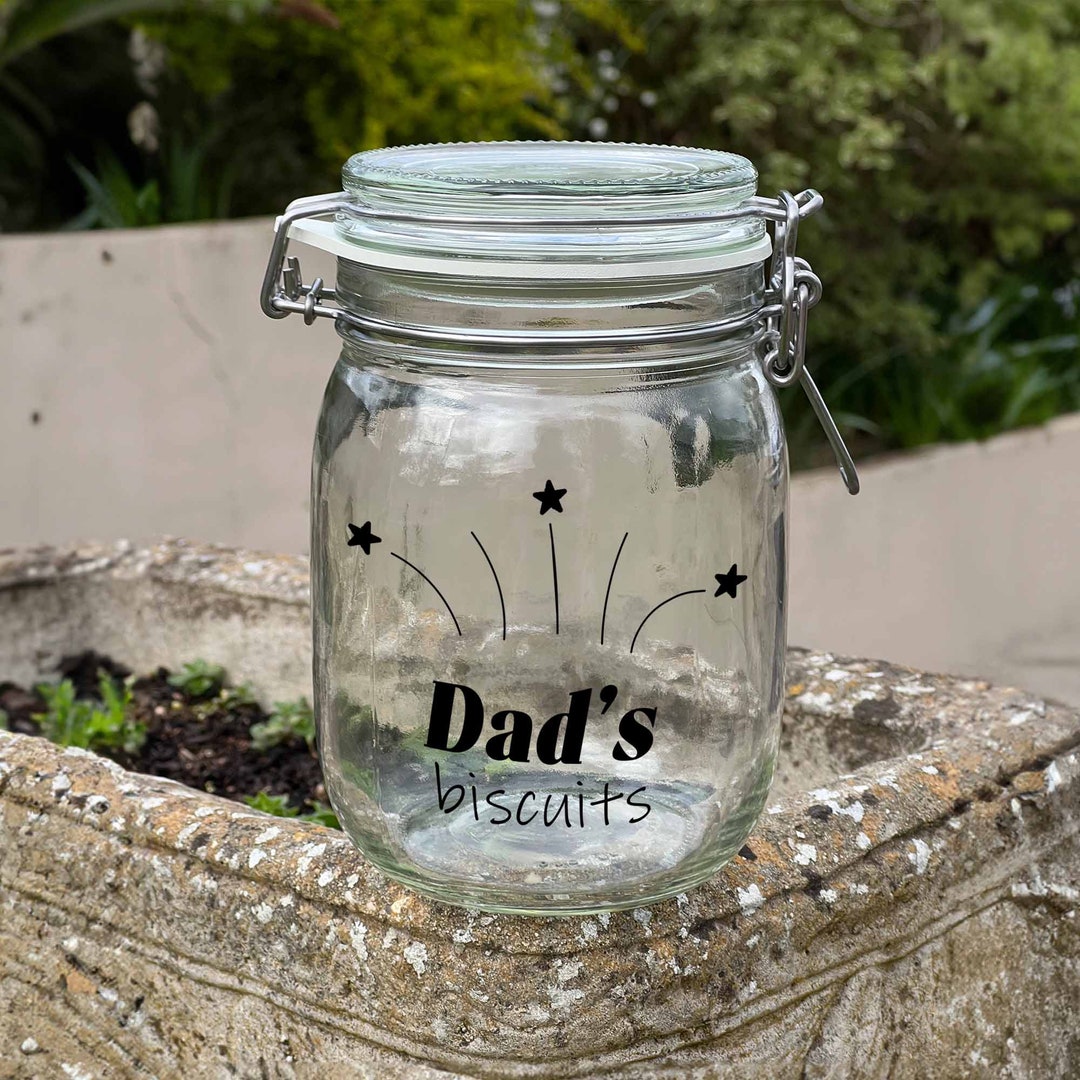 Personalised Dad's Biscuit Jar | Custom Jar 1.5L | Snacks Treats Jar ...