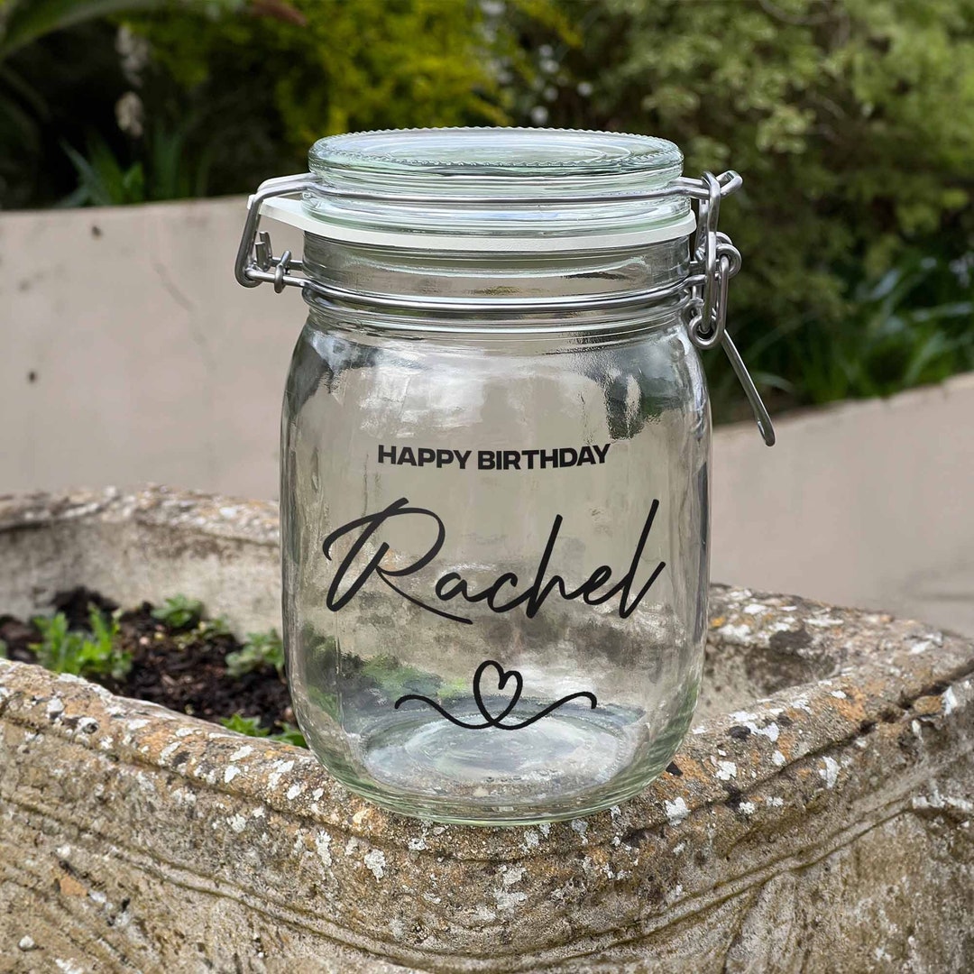 Personalised Birthday Jar, Custom Jar 1.5L - Birthday Presents | Snacks ...