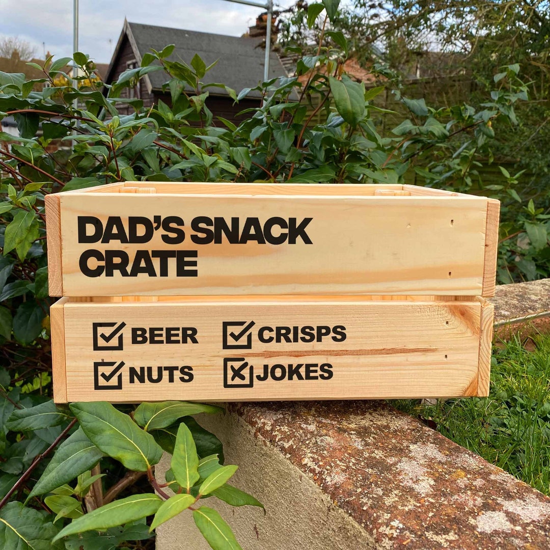 Personalised Snack Crate | Gift Box for Dad, Care Package | Beer Box ...