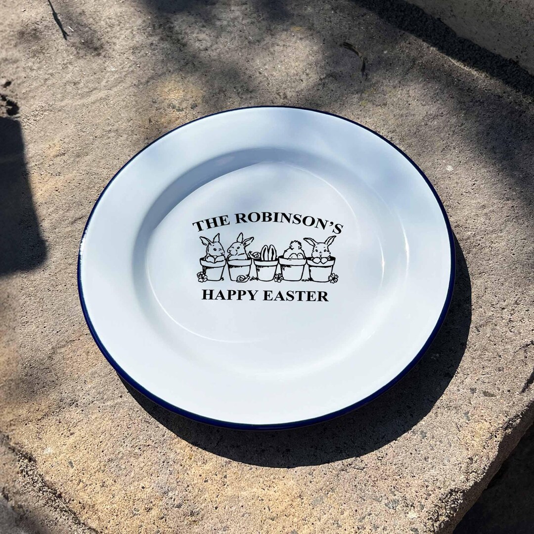 Personalised Easter Plate | Personalised Easter Enamel Plate, Easter ...