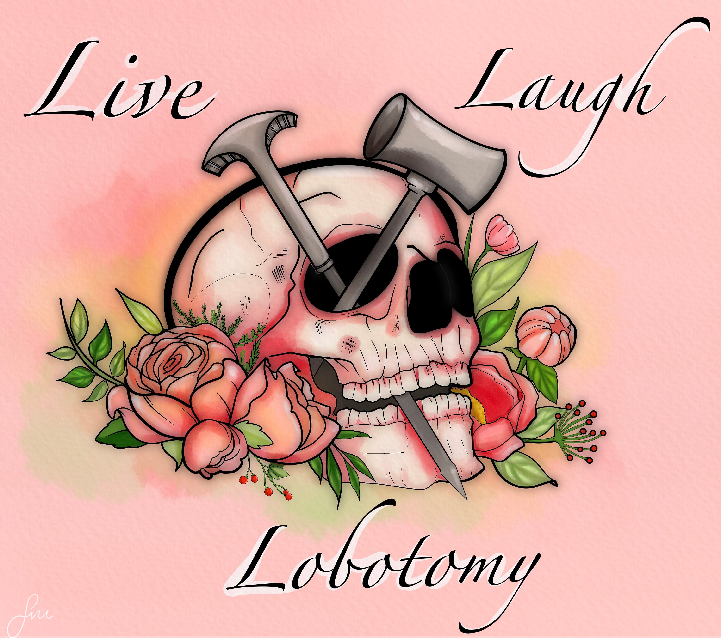 Live Laugh Lobotomy Original A3 Skull Art Giclee Print - Etsy