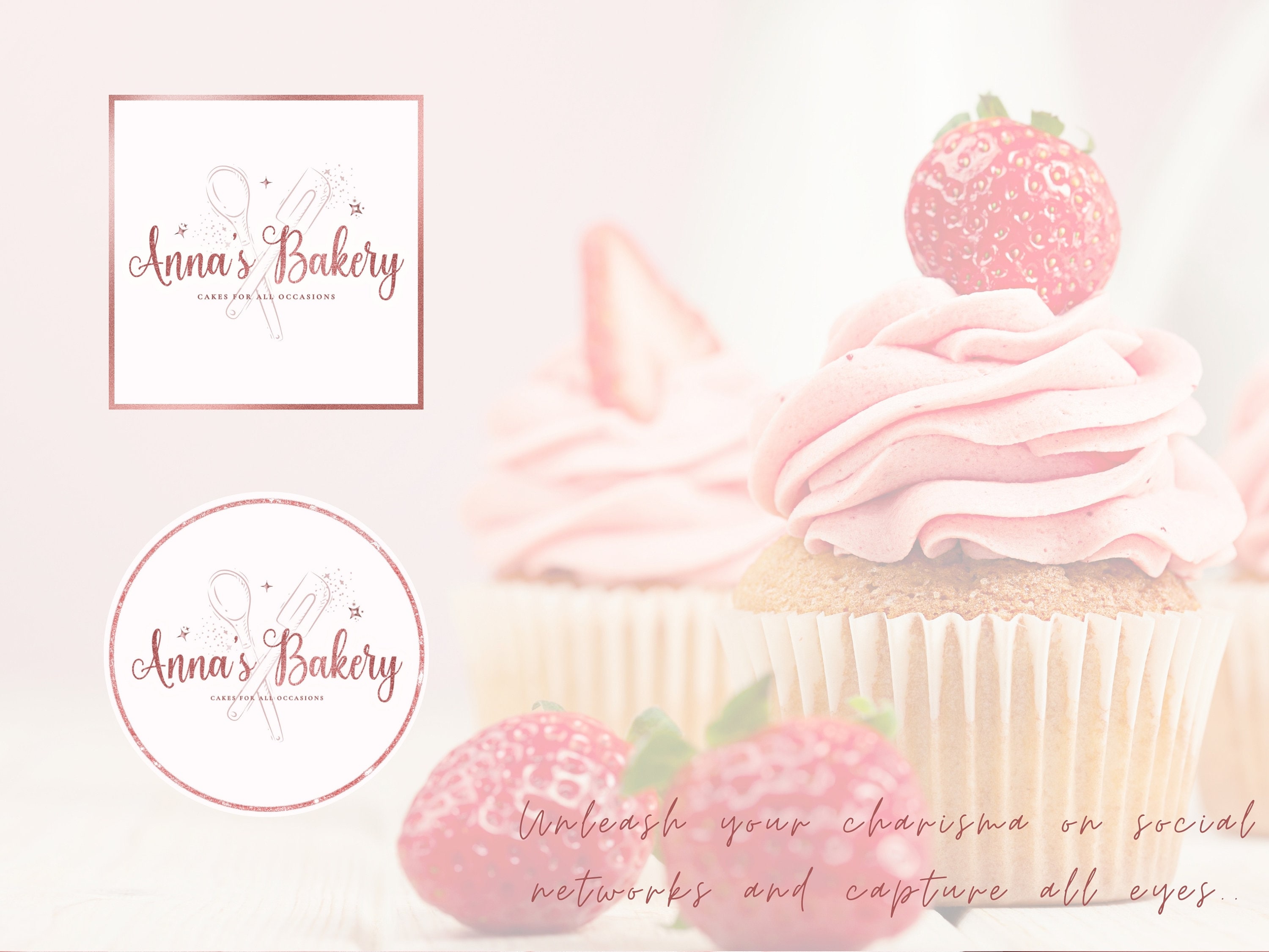 Bakery Logo Bundle Rose Gold Logo Design Bakery Business - Etsy