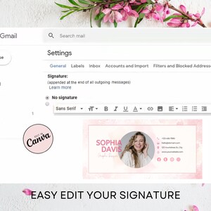 Email Signature Template, Pink Design, Gmail Signature, Outlook ...