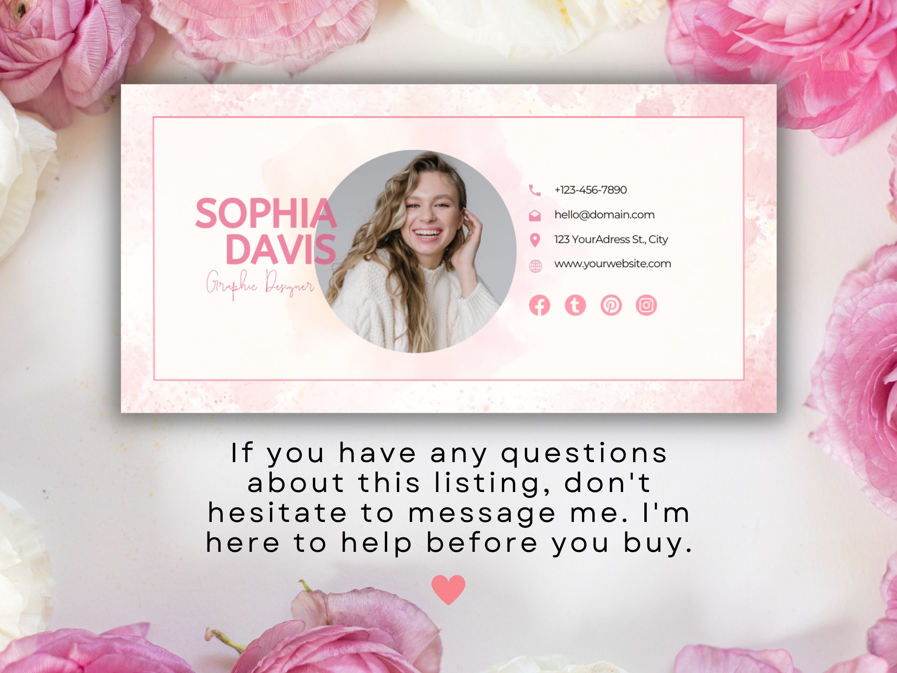 Email Signature Template, Pink Design, Gmail Signature, Outlook ...