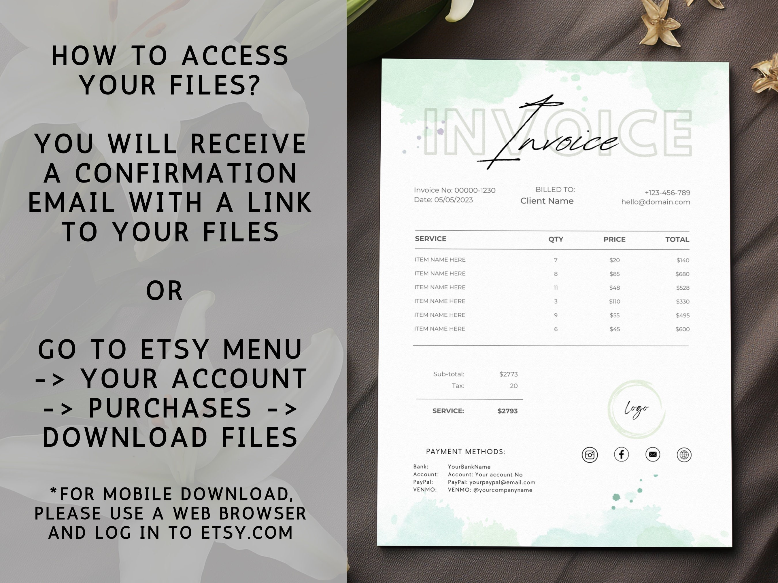 Invoice Template Editable, Small Business Bookkeeping, Invoice Form ...