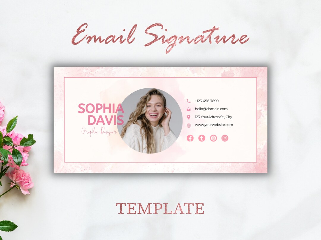 Email Signature Template, Pink Design, Gmail Signature, Outlook ...