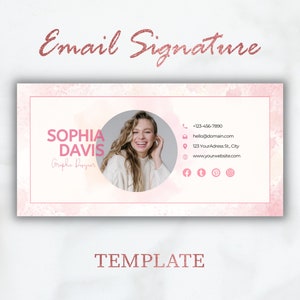 Email Signature Template, Pink Design, Gmail Signature, Outlook ...