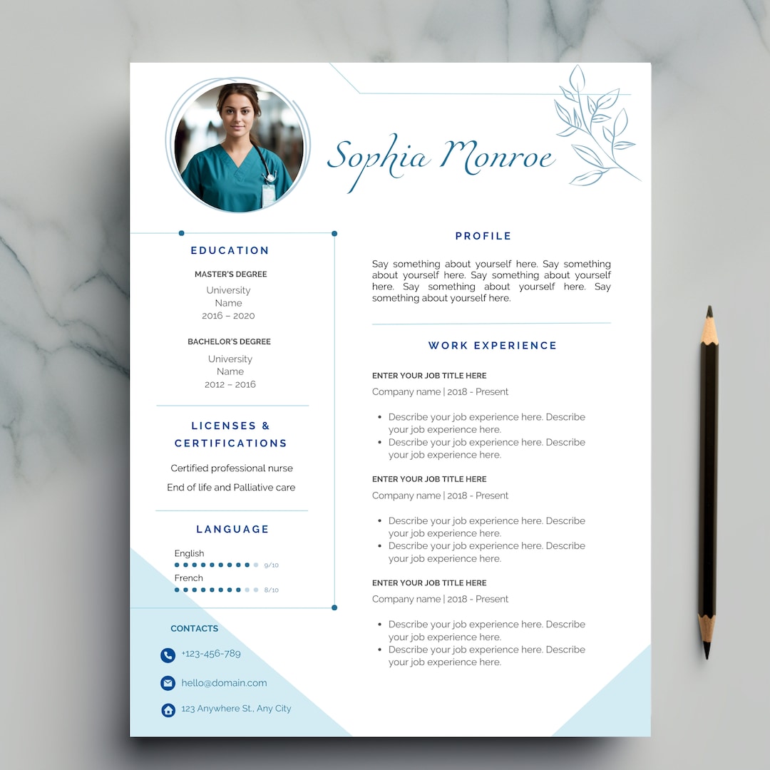 Nurse Resume Template New Grad Nurse Template Nursing - Etsy