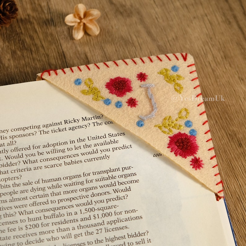 Personalized Embroidered Bookmark A to Z Handmade Bookmark Party Favors ...