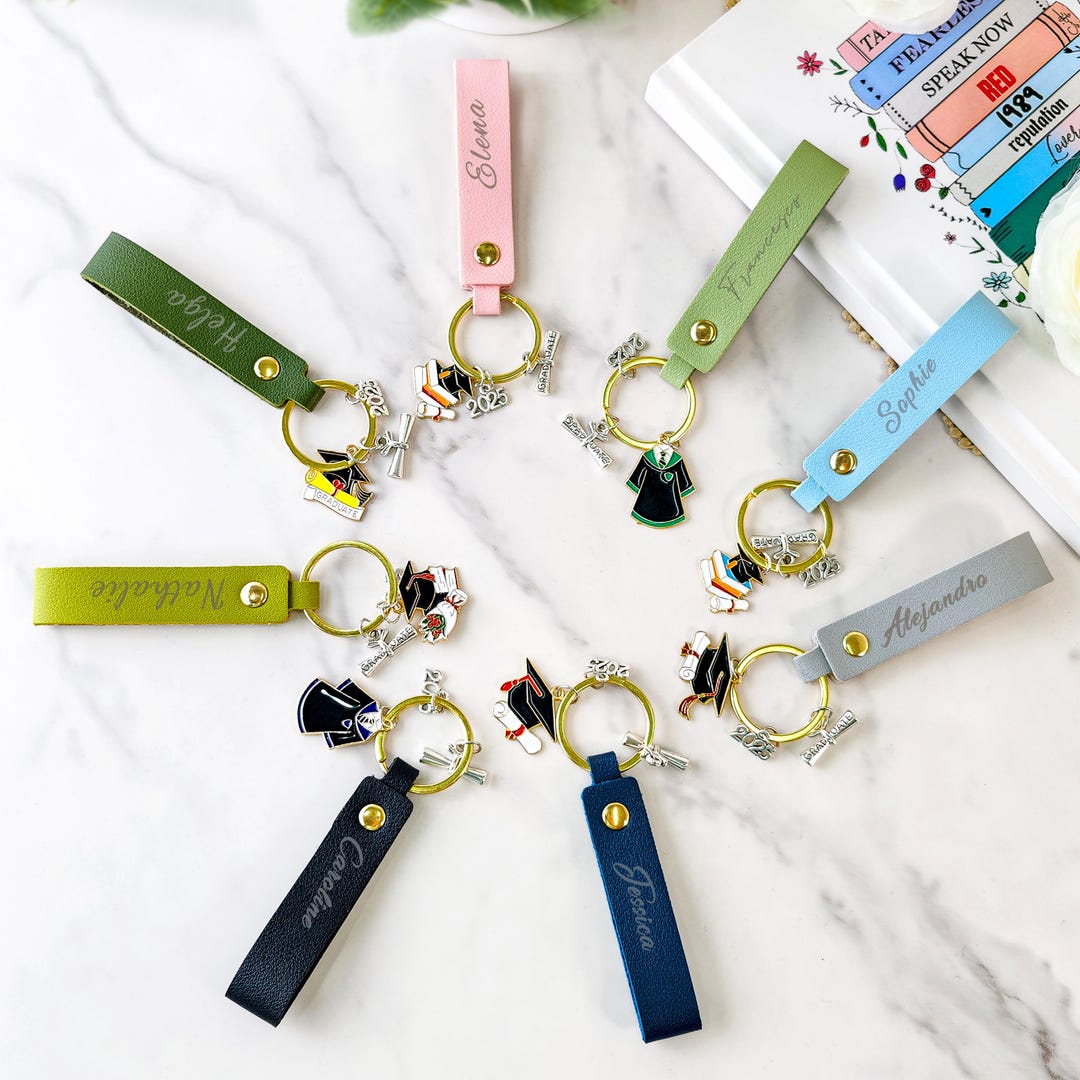 Personalized 2025 Graduation Keychain – Custom Engraved Name Leather ...