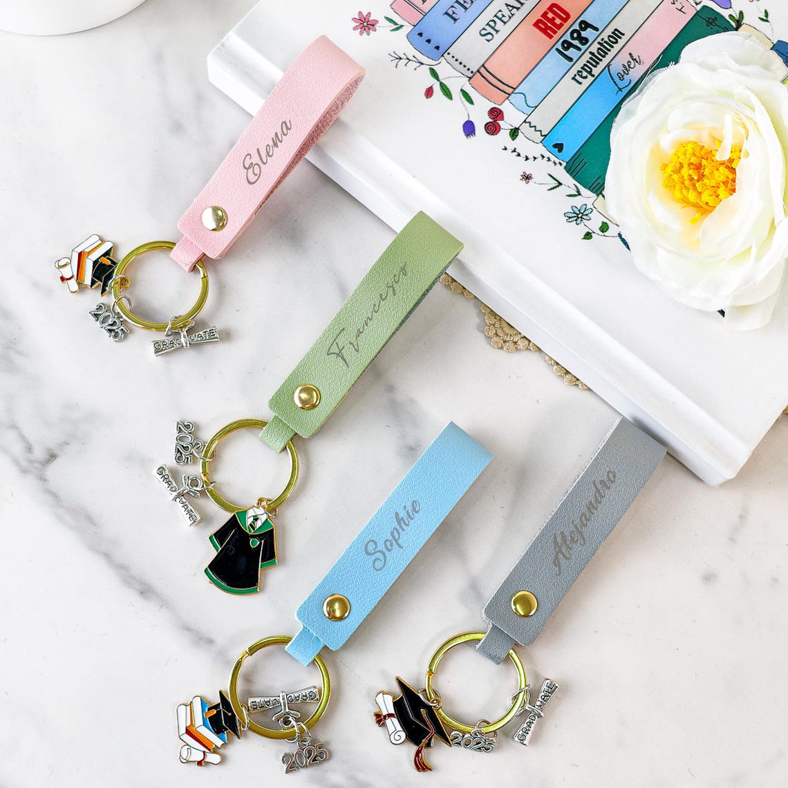Personalized 2025 Graduation Keychain – Custom Engraved Name Leather ...