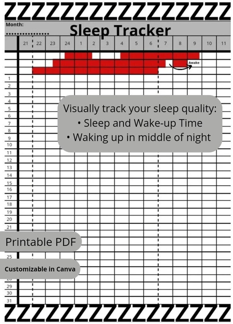 2024 Sleep Tracker (printable PDF + Customizable Canva File) - Etsy