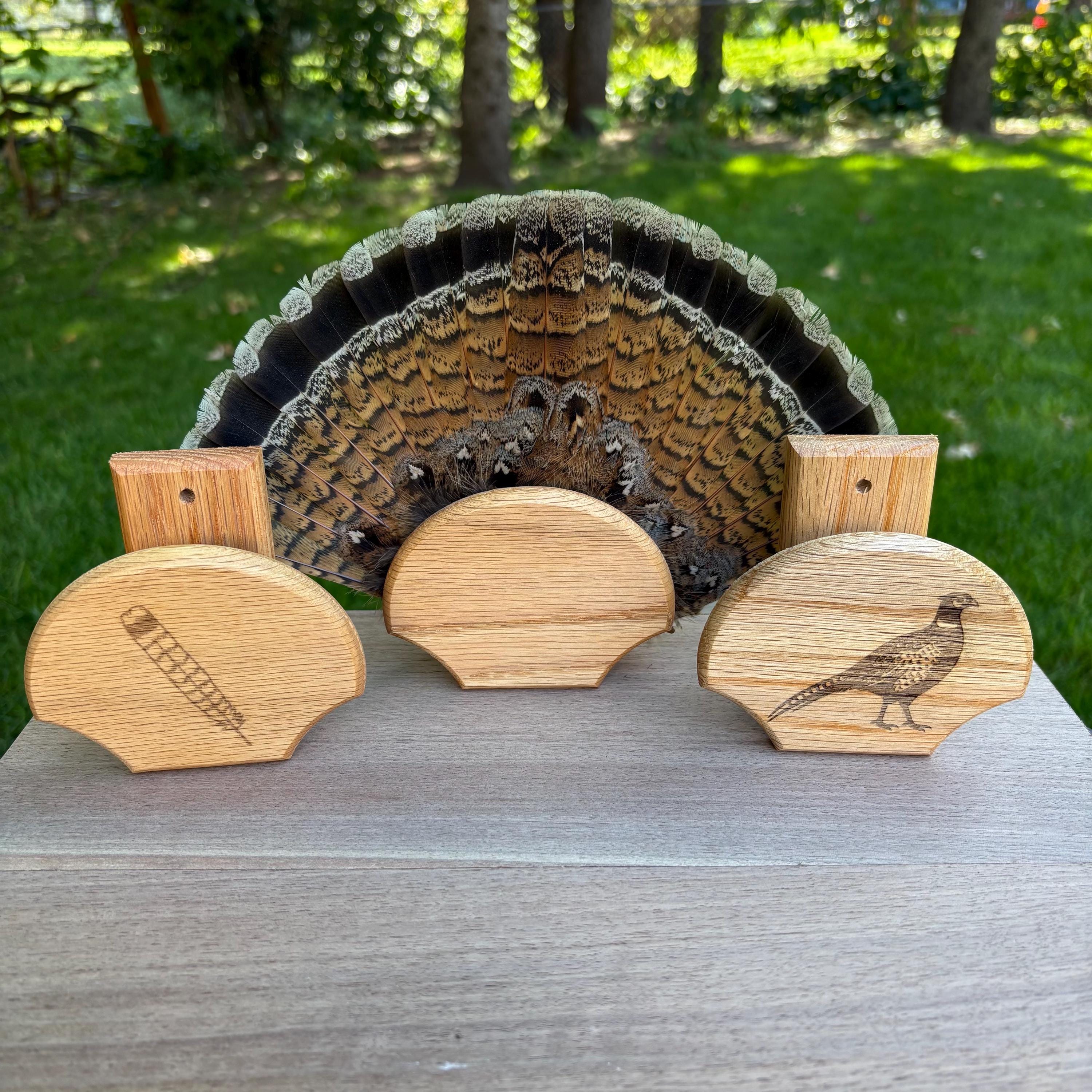 Grouse Tail Fan Plaque, Light Oak - Etsy