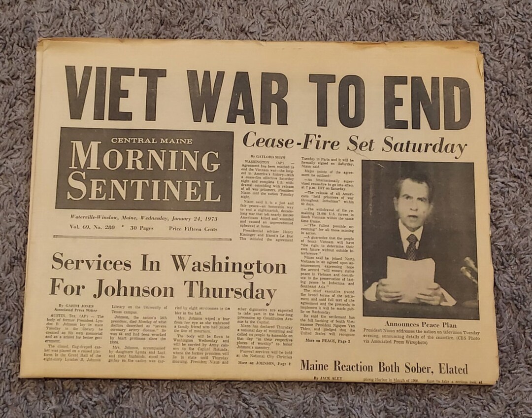 Vintage January 24, 1973 Viet vietnam War to End Newspaper Central ...