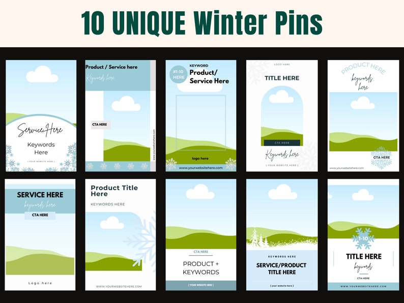 Winter Templates, Holiday Pinterest Pin Templates, Customizable Pins ...
