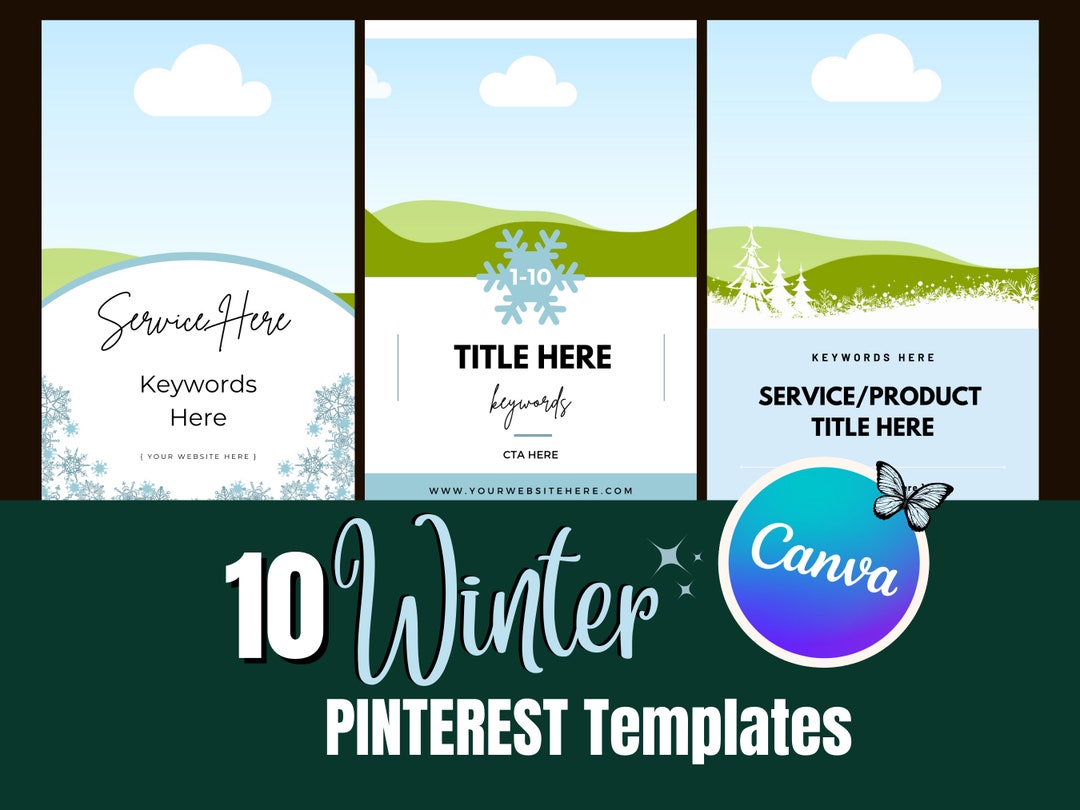 Winter Templates, Holiday Pinterest Pin Templates, Customizable Pins ...